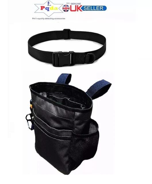 METAL DETECTING DETECTOR Heavy Duty Large Black Finds Bag Pouch & Waist ...