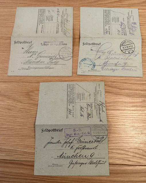 WW1 GERMAN SOLDIERS Letters x 3. Infantry Battalions. 1918. EUR 4,77 ...
