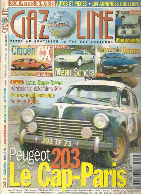 GAZOLINE 66 PEUGEOT 203 Le Cap Paris Citroen Cx Mean Sonora Lamborghini ...