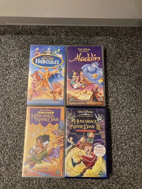 4 X CHILDREN'S VHS Video Bundle Disney Aladdin, Hunchback, Hercules ...