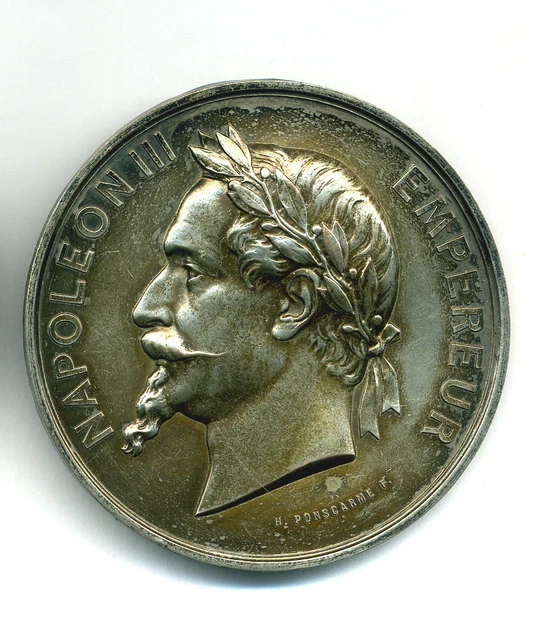 FRANCE -MÉDAILLE UNIFACE avec fixation centrale par vis. Napoléon par ...