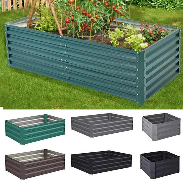 METAL RAISED GARDEN Bed Galvanized Planter Box Outdoor Bottomless for ...