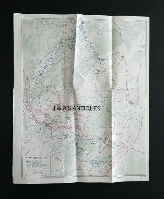 WW2 1945 U.S. Military MAP Of The Saar-Palatinate Triangle $11.95 ...