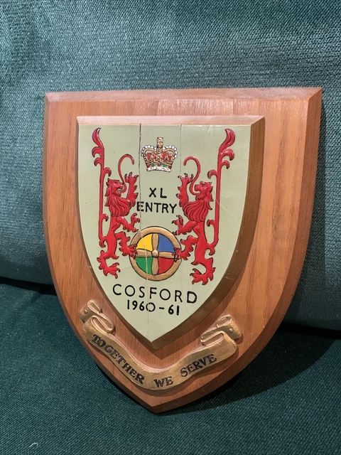 VINTAGE WOODEN ROYAL Air Force RAF Cosford Plaque Shield Crest XL Entry ...