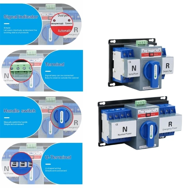 2P/4P HOUSEHOLD ATS Switching Power Off Control Switches Easy to ...