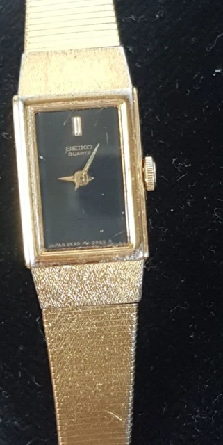 VINTAGE SEIKO QUARTZ Gold-Toned Ladies Watch With Rectangular Face N5005-A EUR 17,47 - PicClick IT