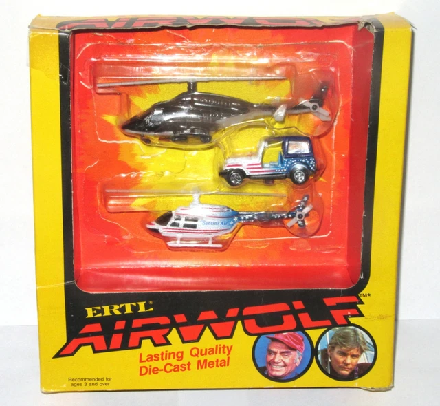 RARE VINTAGE ERTL Airwolf Helicopter Car Diecast Vehicle Toy Set Of 3 ...