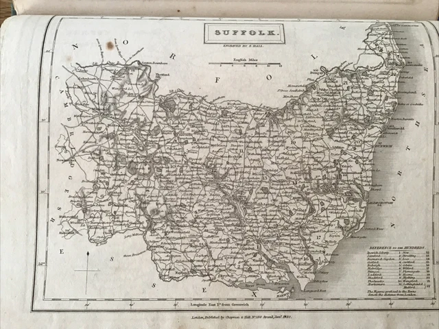ANTIQUE COUNTY MAP of SUFFOLK - by Sidney Hall 1832 £25.00 - PicClick UK