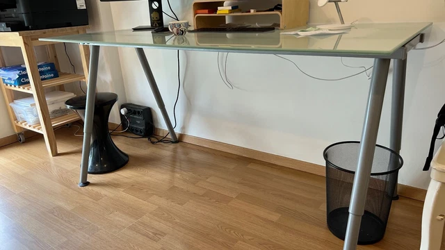 BUREAU IKEA GALANT Plateau Verre Pied Argent EUR 99,00 - PicClick FR