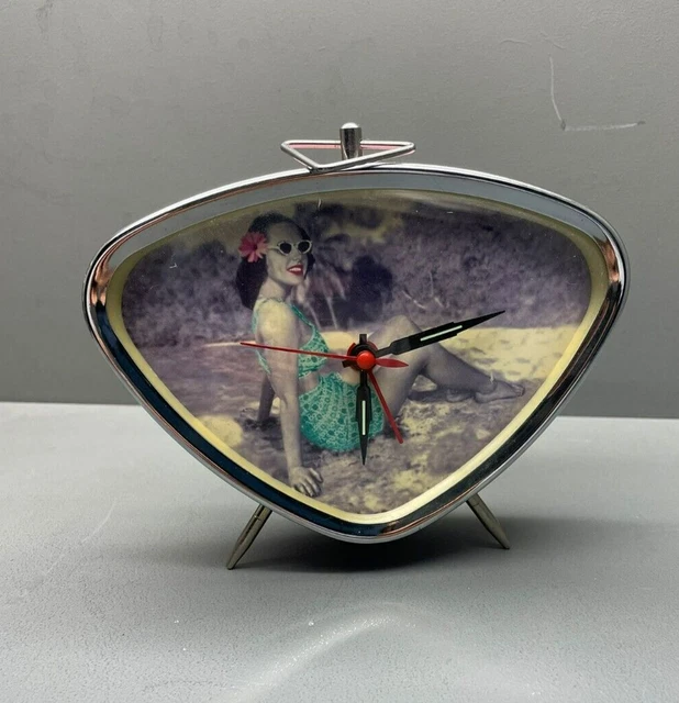 VINTAGE HOMEWARE 1980S Does 50s Atomic Pin-Up Alarm Clock Retro £45.00 ...