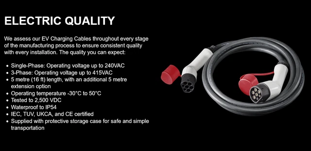 APEC EV CHARGING Cable 32A 3 Phase T2 Female-T2 Male 5m Premium AEC101 ...