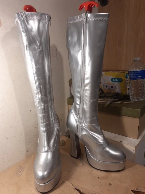 WOMENS SILVER GO Go Style Knee Length Boots Size 6/39 £10.00 - PicClick UK
