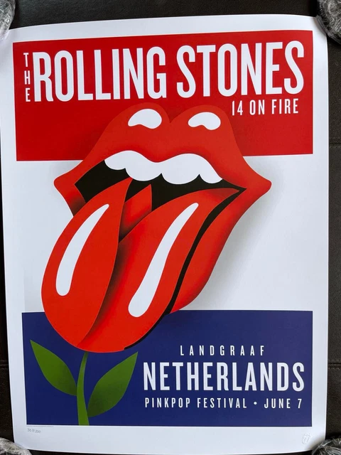 ROLLING STONES POSTER lithograph Poster 14 on fire Tour pinkpop holland ...