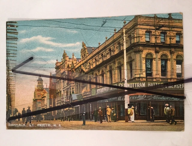 ANTIQUE VINTAGE PHOTO POSTCARD OLD Barrack Street PERTH WESTERN ...