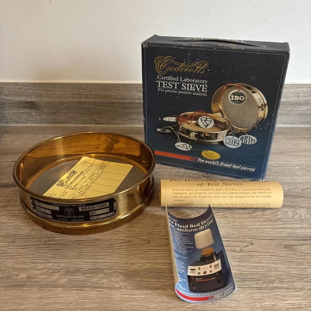 NOS NEW ENDECOTTS 200mm Laboratory Test Sieve Brass Body S/Steel Mesh ...