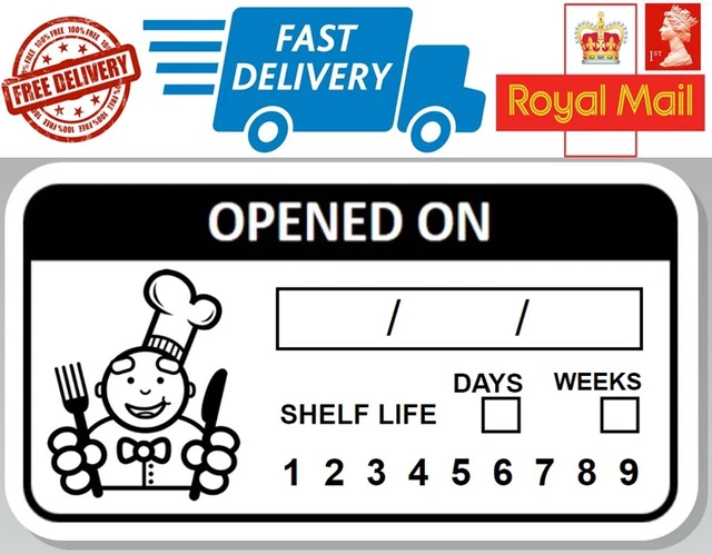 52 X OPENED On Shelf Life Food Storage Labels Food Hygiene Stickers ...