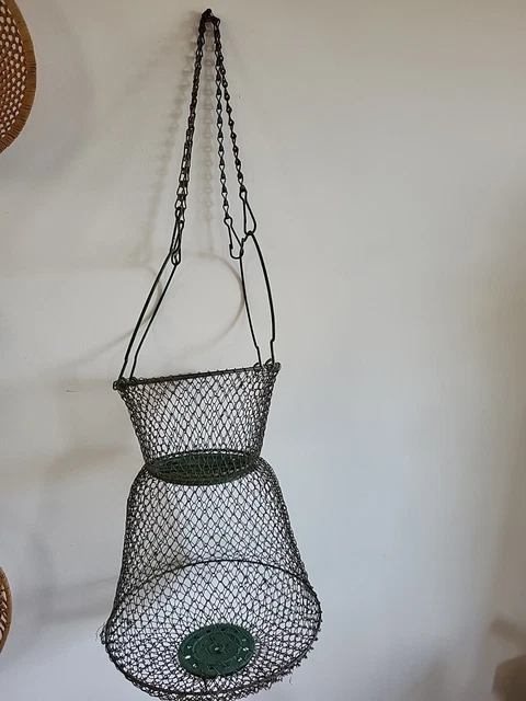 ANCIEN PANIER DE pêche / Nasse à poisson acier inox Ø 25 cm / Maillinox ...