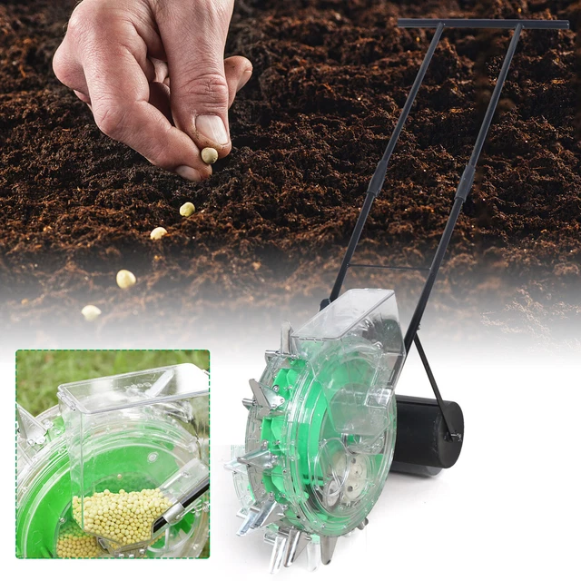 HAND-PUSH ROLLER SEEDER Manual Seed Planter Corn Peanut Fertilizer ...