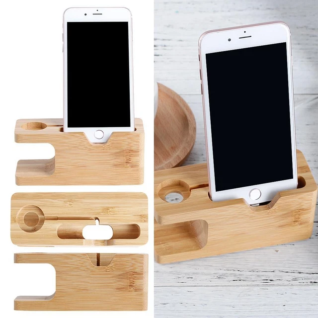 CHARGING STATION PHONE Stand Holder Watch Rack Wood Dock For Apple ...