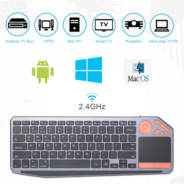 WIRELESS BACKLIT KEYBOARD with Touchpad 2.4G & Bluetooth Backlit for ...