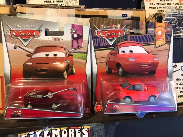 DISNEY PIXAR CARS Andrea & M.A.Brakedrumm Rare Cards Mattel 1.55 Scale ...
