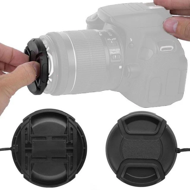49MM LENS CAP center pinch snap on Front Cover string -☄ For Nikon P4P0 ...