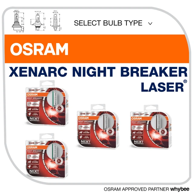 OSRAM HID XENARC® Night Breaker® Laser Bulbs +200% Xenon Bulbs D1S D2S ...