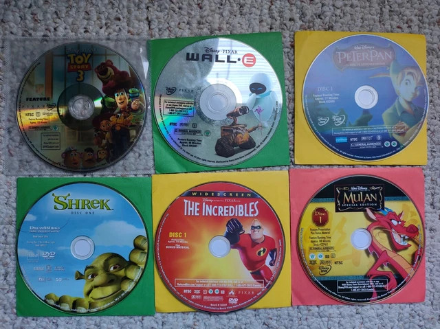DISNEY & DREAMWORKS 6 DVD Lot: Toy Story Wall E Peter Pan Mulan ...