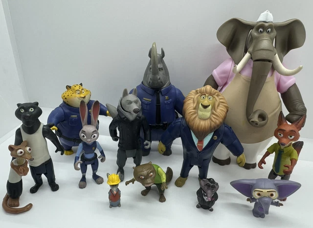 DISNEY ZOOTOPIA FIGURES Lion Cheetah Rabbit Fox Elephant Mole Bundle x ...
