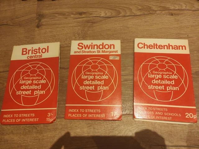 X3 GEOGRAPHIA LARGE Scale Detailed Street Plan Bristol Swindon ...