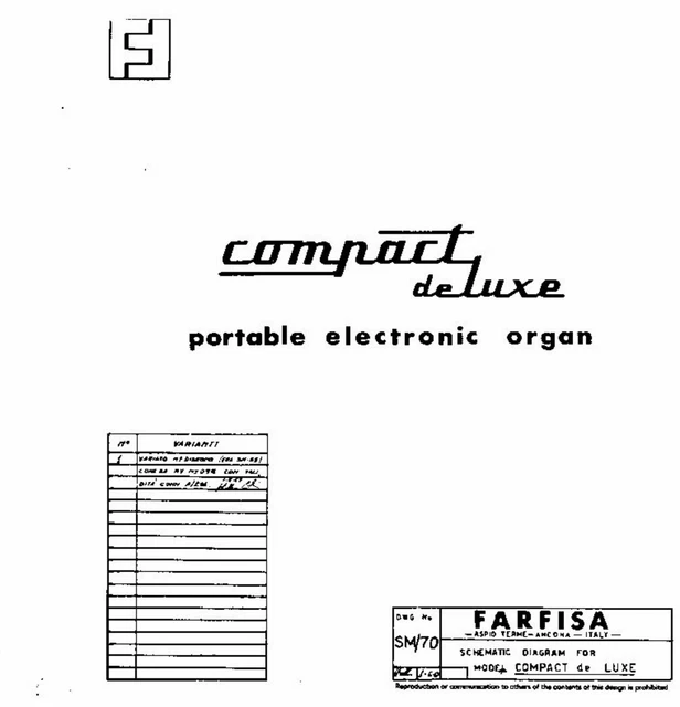 Farfisa Compact Deluxe Service Manual FOR SALE! - PicClick UK