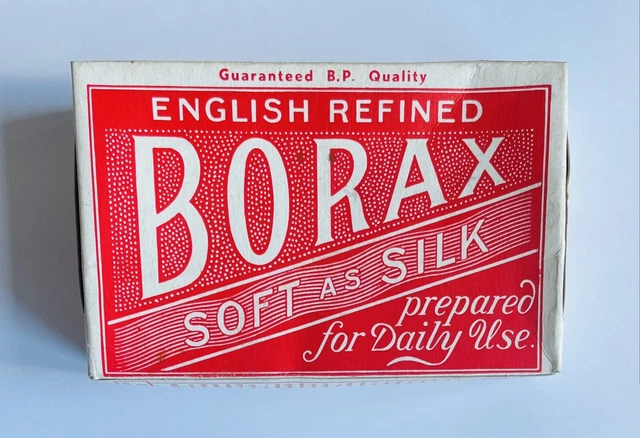 ENGLISH REFINED BORAX Box 1950s Red Packet 1lb Vintage EXC Film/TV Prop ...