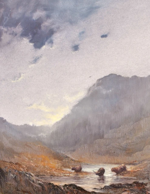 ALFRED ALLAN (B. 1944) CATTLE IN A HIGHLAND LANDSCAPE SCOTTISH OIL ...