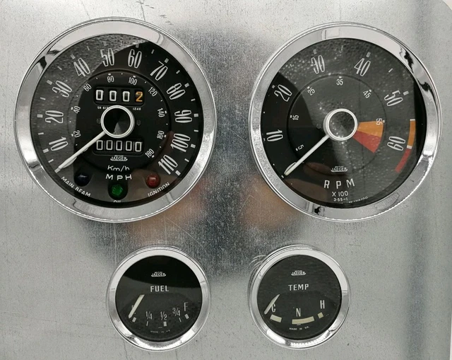 TRIUMPH SPITFIRE MK1 Jaeger Complete Gauge Set Fuel Temp Speedometer ...