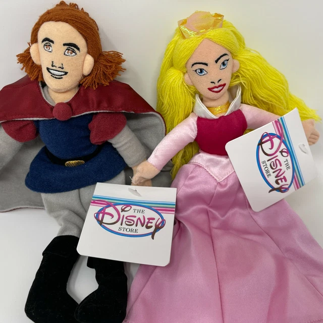 DISNEY STORE SLEEPING Beauty Princess Aurora & Prince Philip Bean Bag ...