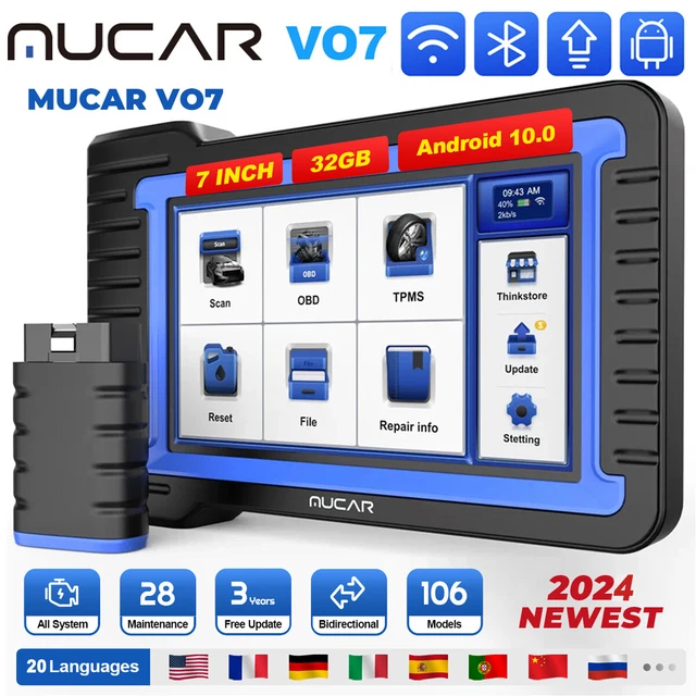 MUCAR VO7 FULL-SYSTEM OBD2 Car Diagnostic Scanner Kit Bi-directional ...