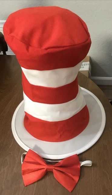 DR. SEUSS’ RED & White Striped Top Hat With The Classic Red Bow tie ...