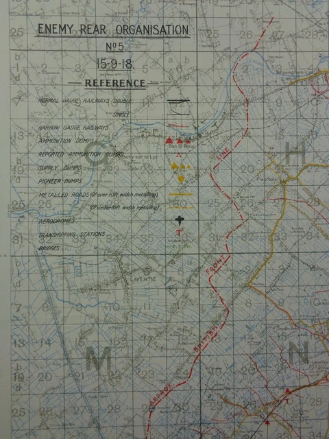 WW1 BRITISH MAP of "ENEMY REAR ORGANISATION" (LILLE and ARMENTIERES ...