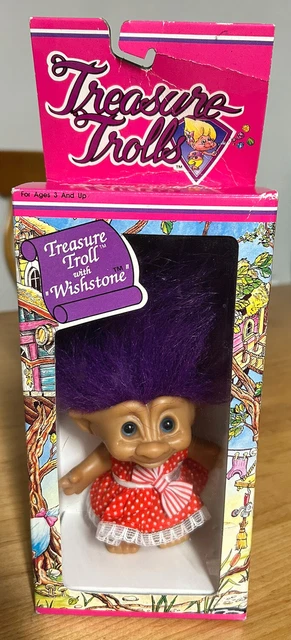 VINTAGE TREASURE TROLL with Wishstone Purple Hair New In Box by ACE ...
