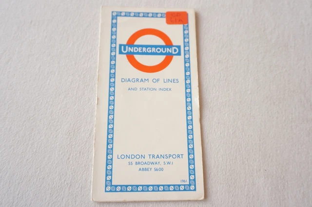 1961 LONDON TRANSPORT Underground Map Diagram Lines Tube Ref 561 £29.99 ...