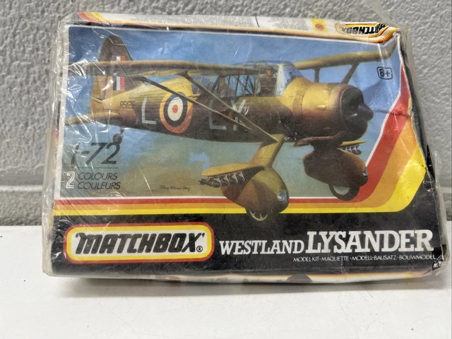 VINTAGE MODEL KIT Matchbox Westland Lysander Ww1 Ww2 Plane 1/72 Scale ...