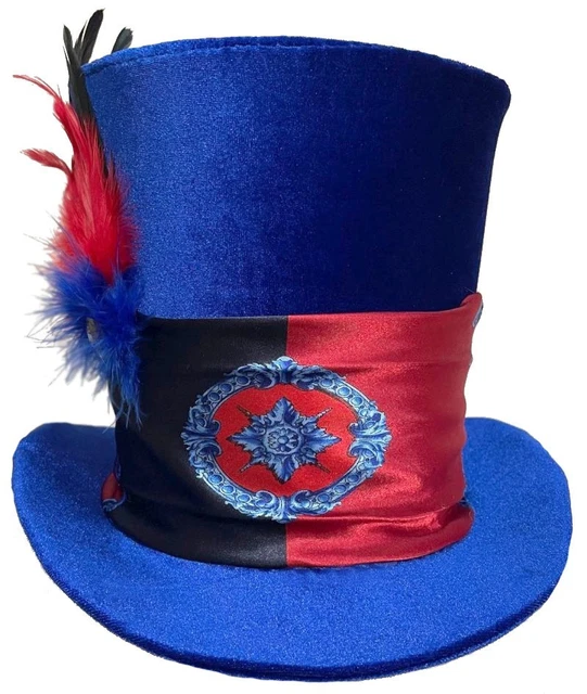 TALL TOP HAT Velvet Brilliant Blue Red Black Steampunk Wedding Mad ...