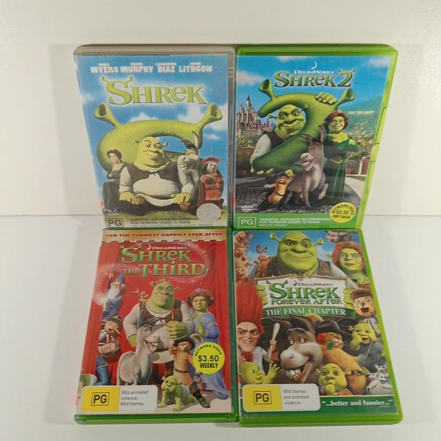 SHREK 1-4 DVD Ex Rental Bundle Lot Region 4 PAL Dreamworks Animated ...