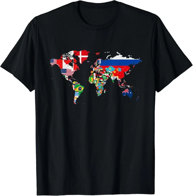 INTERNATIONAL WORLD FLAGS and world map for children Gift Unisex T-Shirt £20.06 - PicClick UK