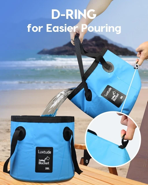 COLLAPSIBLE BUCKET WITH Handle, 5 Gallon Bucket(20L), Portable Camping ...