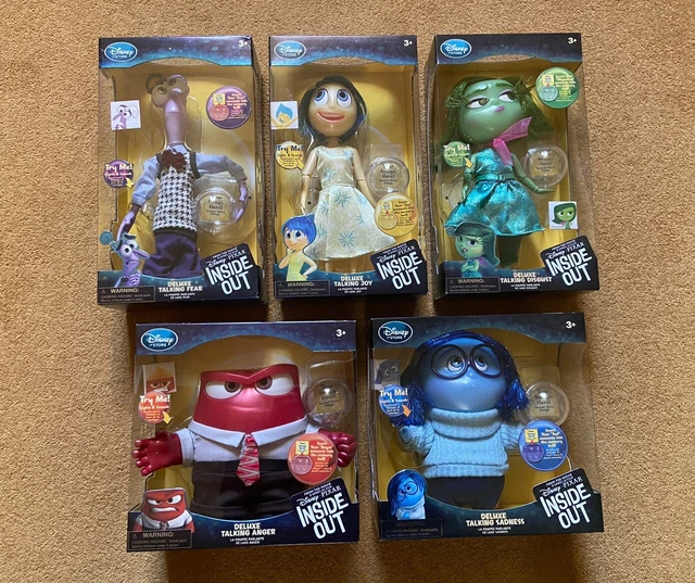 COMPLETE SET DISNEY Store Inside Out Talking Dolls Anger Fear Joy ...