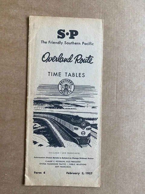 1957 S.P SOUTHERN Pacific Overland Route Map Train Timetables £4.45 ...