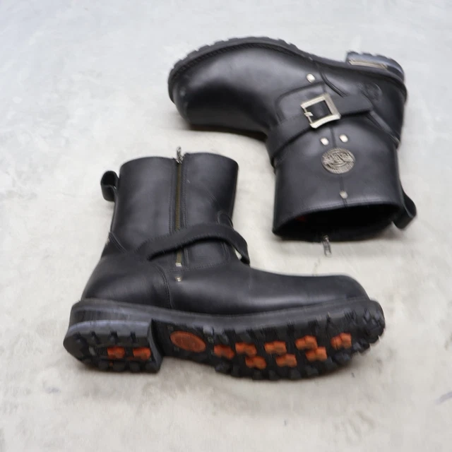 MILWAUKEE LEATHER MEN 12 Biker Boots Black Classic Engineer Moto Side ...