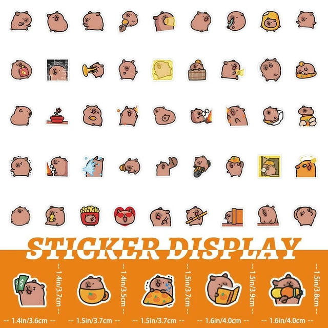 CAPYBARA CUTE CAPYBARA Stickers Cartoon Capibara Stickers Birthday Gift ...