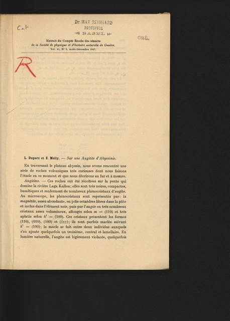 SUR UNE AUGITITE d´Abyssinie. Extrait du Compte Rendu des séances de la ...